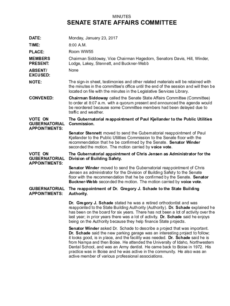 Fillable Online legislature idaho 2017 Regular Legislative SessionIdaho ...