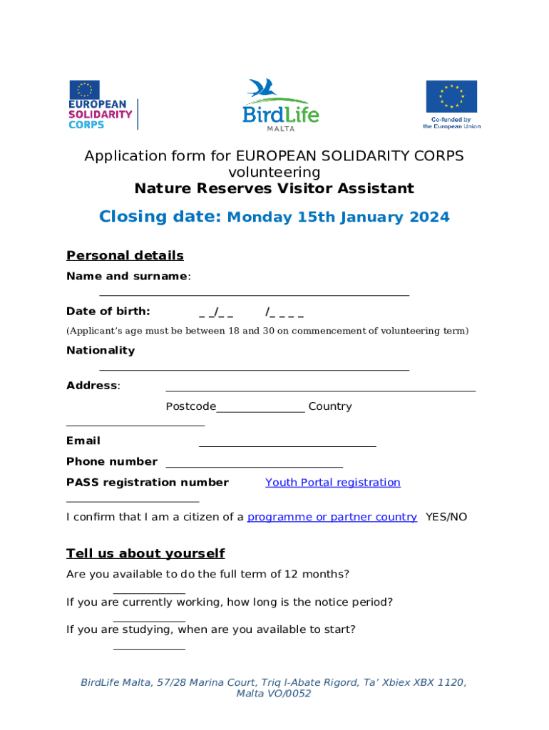 European Solidarity Corps Volunteering Application Guide Doc Template ...
