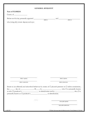 Fillable Online Florida General Affidavit - Legal Form Fax Email Print ...