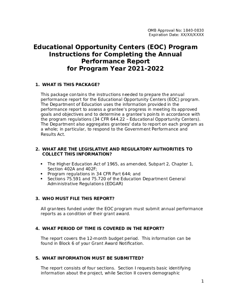 Educational Opportunity Centers Program (EOC) Annual ... Doc Template ...