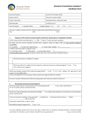Fillable Online Doctoral Committee members' feedback form Fax Email ...