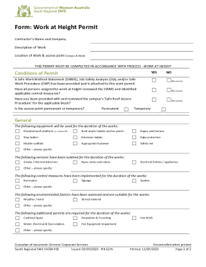 Fillable Online Form: Working at Heights Permit Fax Email Print - pdfFiller