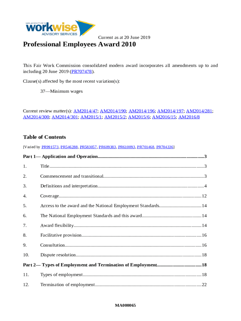 Professional Employees Award: Key changes commencing ... Doc Template ...