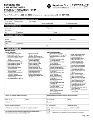 Fillable Online Cytokine and Cam Antagonists Prior Authorization Form ...
