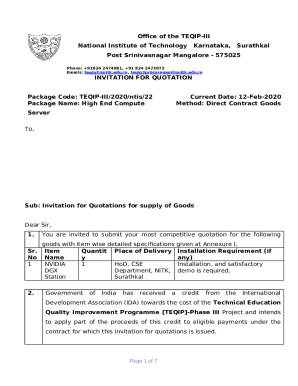 Invitation for Quotation - Desktop Computer Doc Template | pdfFiller