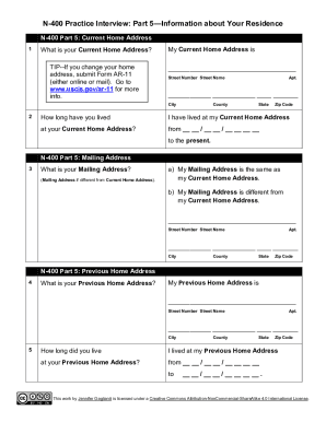 Fillable Online N-400 form - Part 5. Information about residence Fax Email Print - pdfFiller