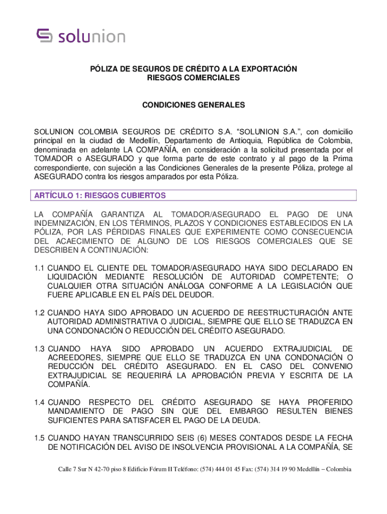 Completable En línea pliza de seguros de crdito a la exportacin Fax ...