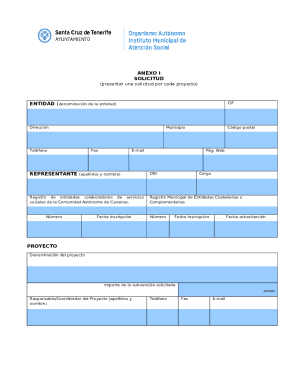 Anexo I - Solicitud - Cooperacin Social IMAS. ANEXO I Doc Template ...