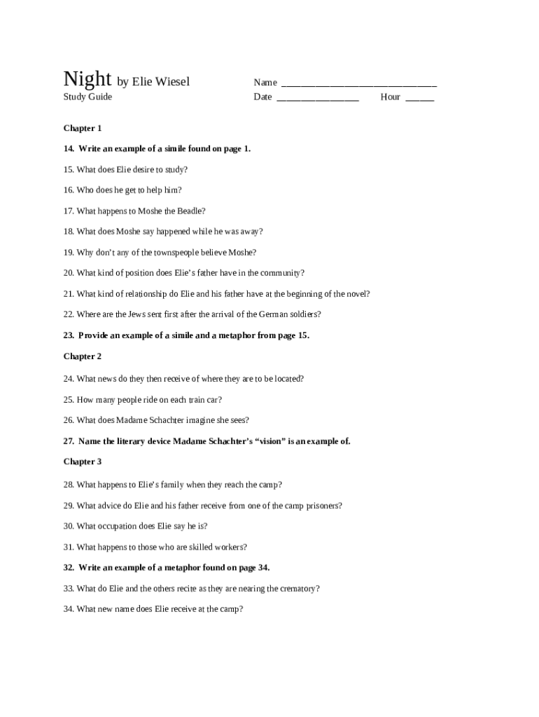 Figurative Language in Night by Elie WieselExamples & ... Doc Template ...