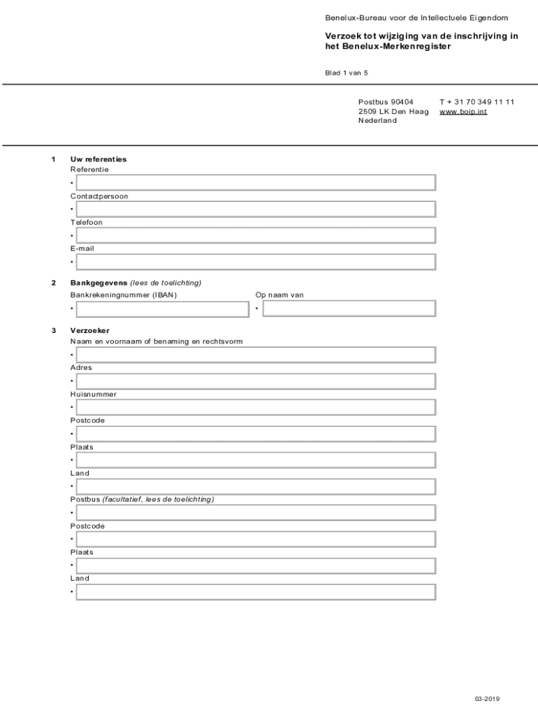 Invulbaar Online Verzoek tot wijziging van de inschrijving in het ...