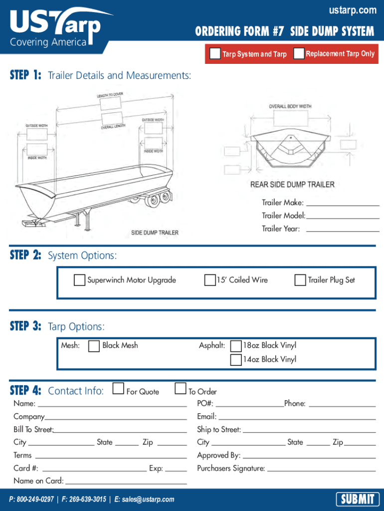 Fillable Online Ordering Form #7 Side Dump System Fax Email Print - pdfFiller