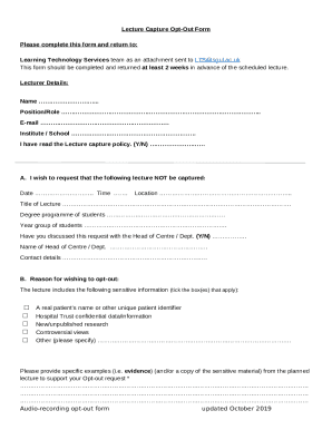 Lecture Capture opt out Doc Template | pdfFiller