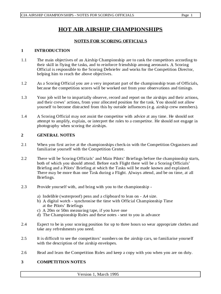 hot air airship championships - scoring sheet Doc Template | pdfFiller
