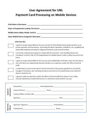 Fillable Online Mobile Device Use Agreement Terms and Conditions To ...