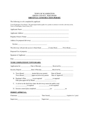 Fillable Online TOWN-OF-WASHINGTON-Driveway-Permit-New.pdf Fax Email ...