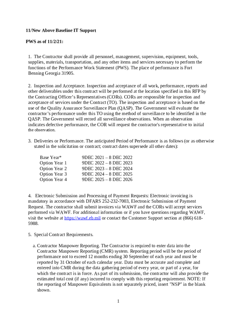 1.2 Attachment A-2 Perance Work Statement Doc Template | pdfFiller