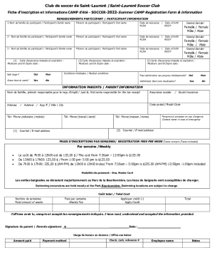 Remplissable En Ligne Formulaire d'inscription Camp 2022 Registration Form Fax Email Imprimer ...
