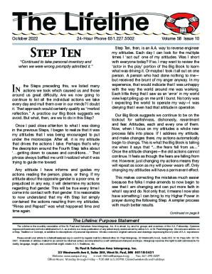 Fillable Online STEP TEN OF AA: Continued to take personal inventory ...