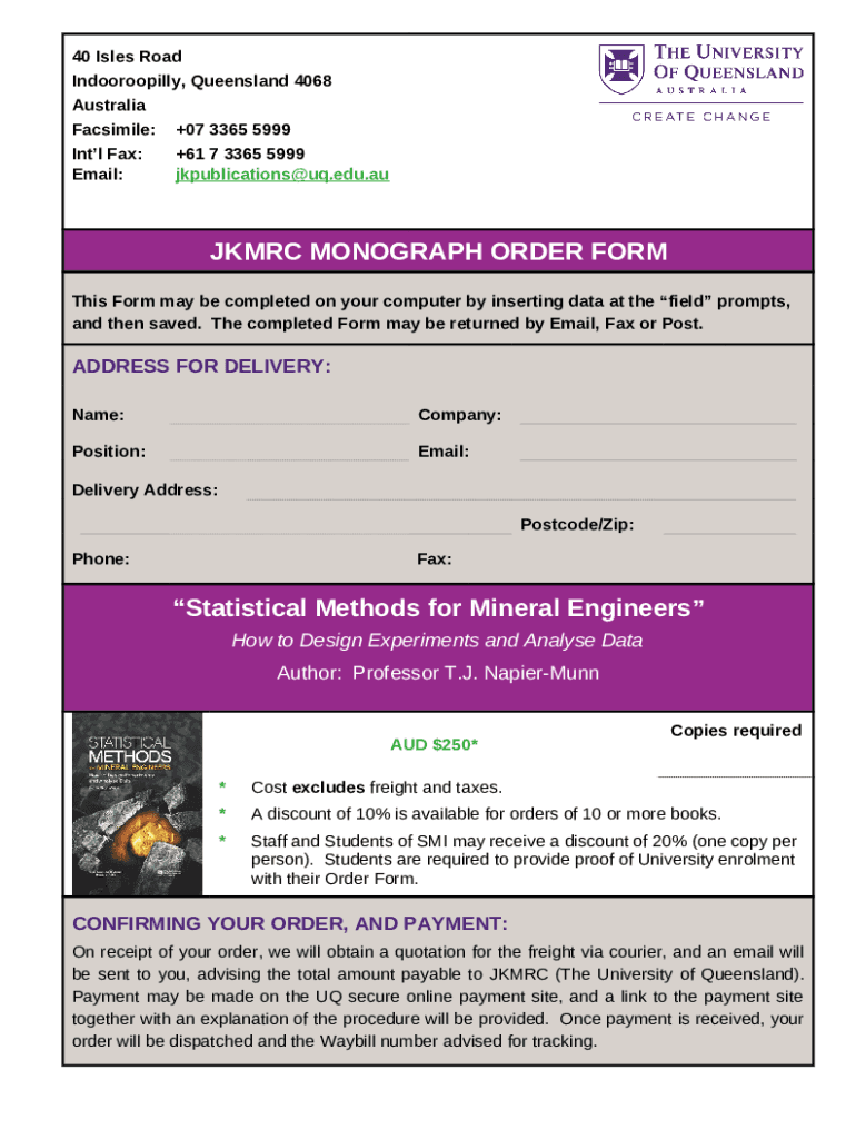 monograph order Doc Template | pdfFiller