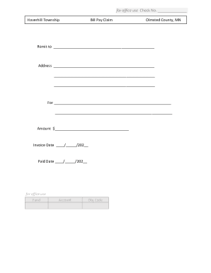 Fillable Online Bill Pay Claim form copy.docx Fax Email Print - pdfFiller