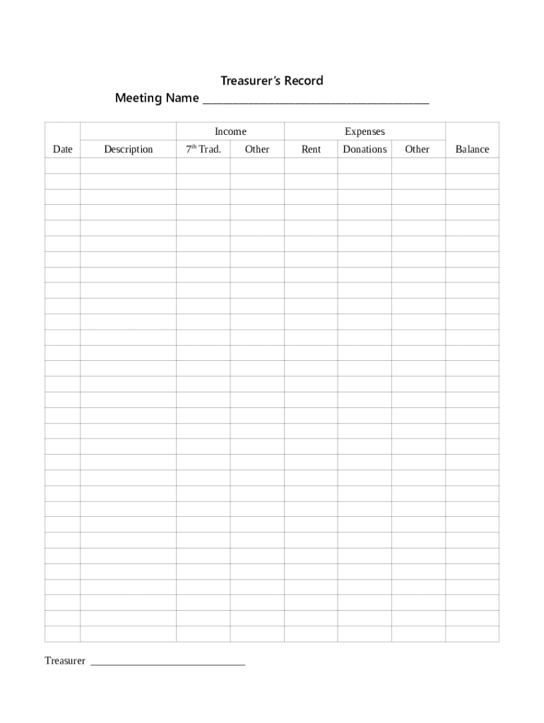 Fillable Online Treasurers Record Fax Email Print - pdfFiller