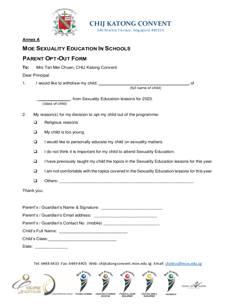 Fillable Online CHIJ Katong Convent - Singapore Fax Email Print - pdfFiller