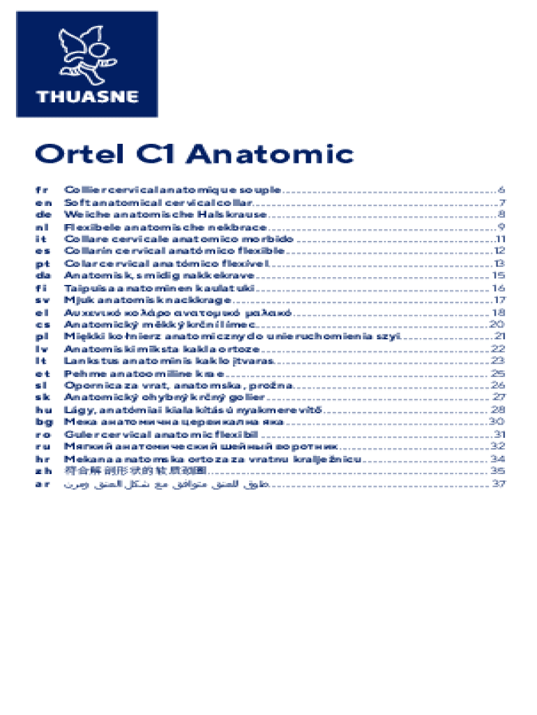 Fillable Online Ortel C1 Anatomic Flexible Cervical Neck Circumference ...