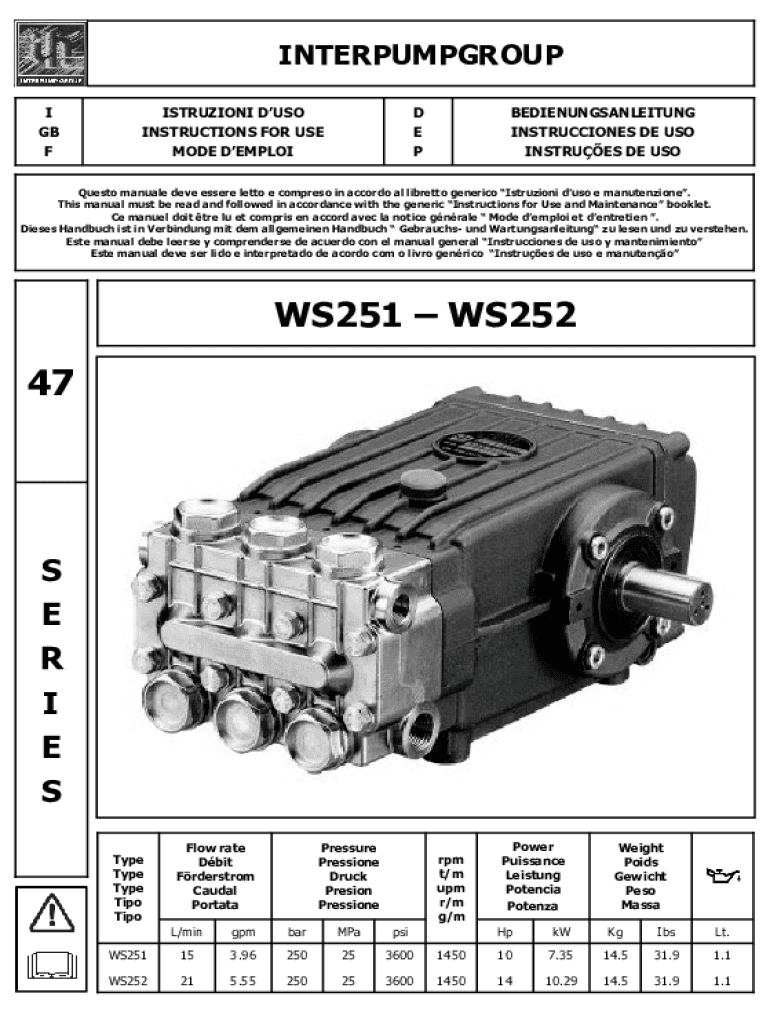 Fillable Online S E R I E S 63SS - Interpump Group Fax Email Print - pdfFiller