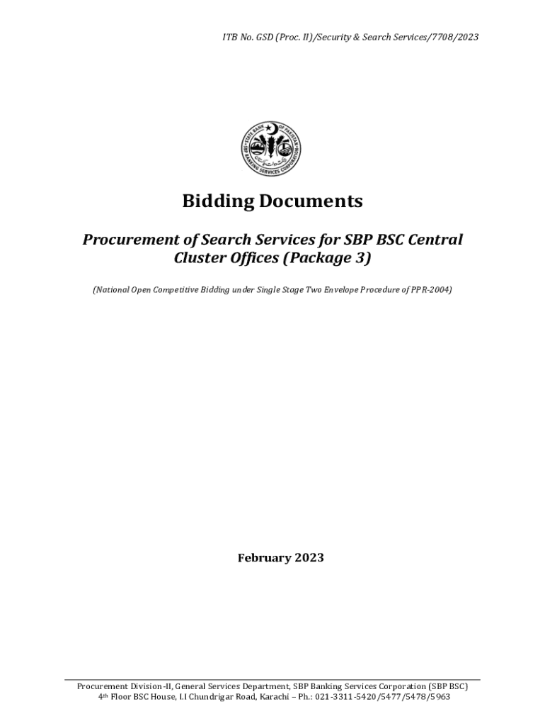 Fillable Online Procurement of Search Services for SBP BSC Central Cluster Offices (Package 3 ...