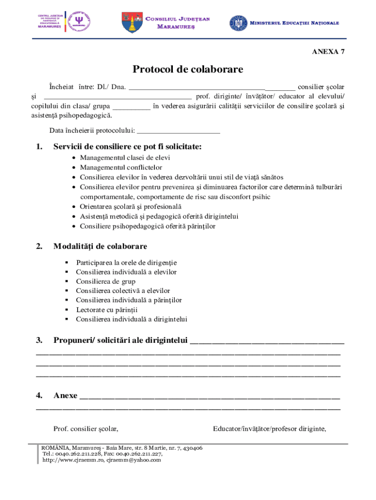 Fillable Online Protocol de colaborare Fax Email Print - pdfFiller