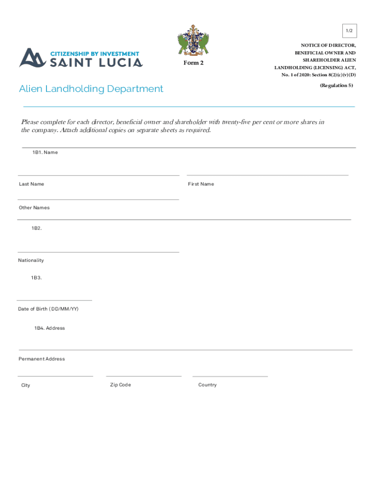 Fillable Online 8. Application For A CertificateRevised Laws of Saint Lucia Fax Email Print ...
