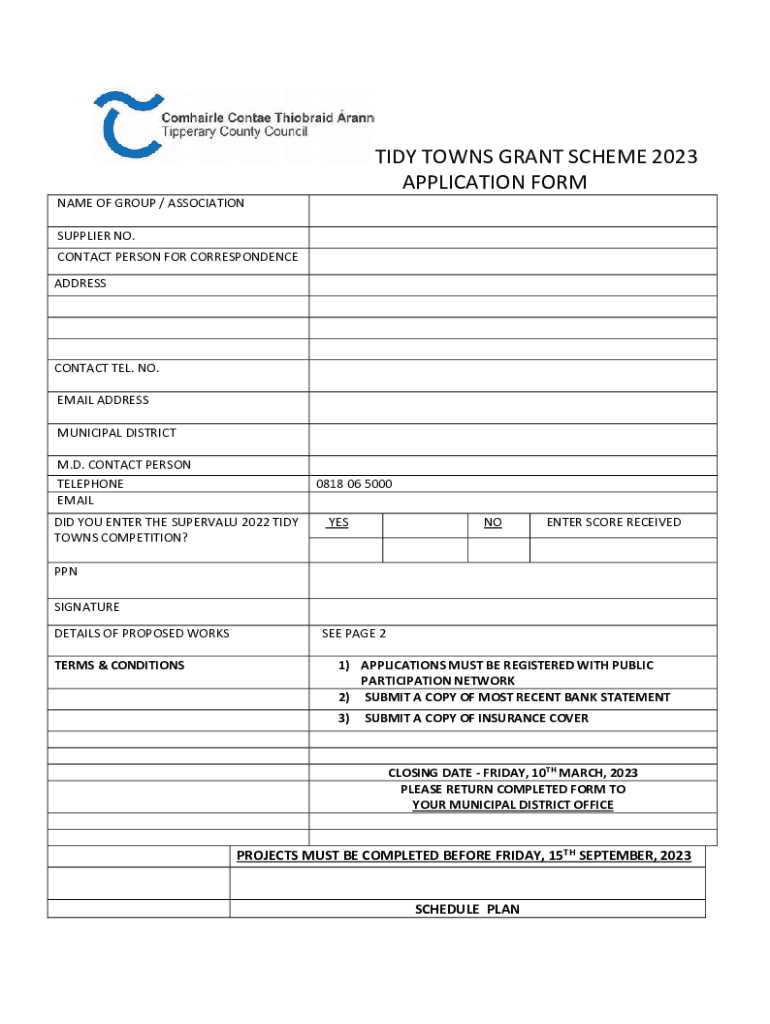 Fillable Online WORD TIDY TOWNS APPLICATION FORM 2023 Fax Email Print ...