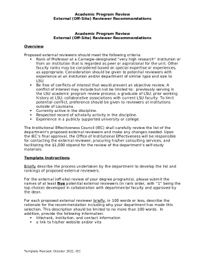 See External Reviewer Recommendations Template Doc Template | pdfFiller