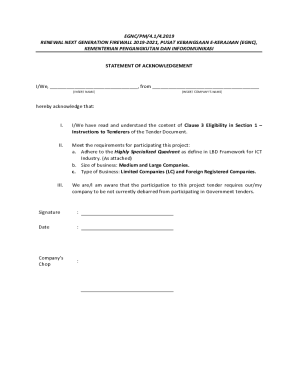 Fillable Online Statement of Acknowledgement EGNC 4.2019. ... Fax Email ...