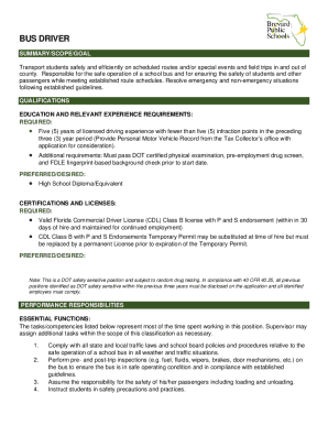 Fillable Online School Bus Driver Job Description +2024 TEMPLATE Fax ...