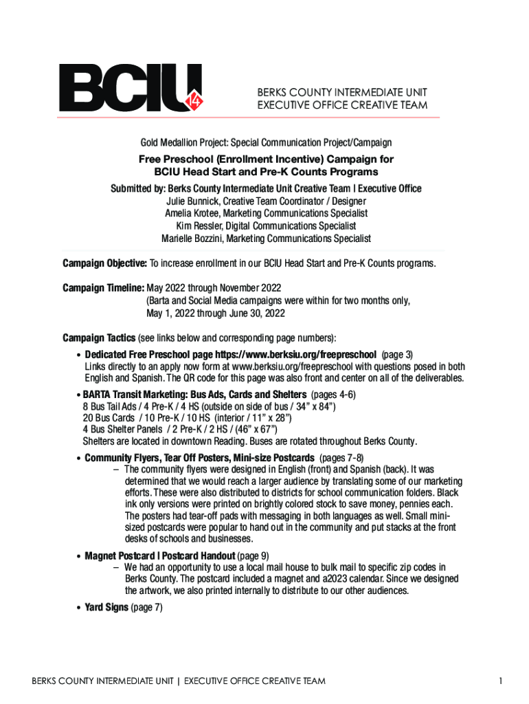 Fillable Online berks county intermediate unit executive office creative team Fax Email Print ...
