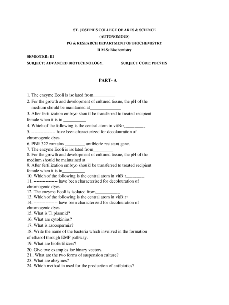 Fillable Online sjctnc edu pg&research department of biochemistry Fax ...