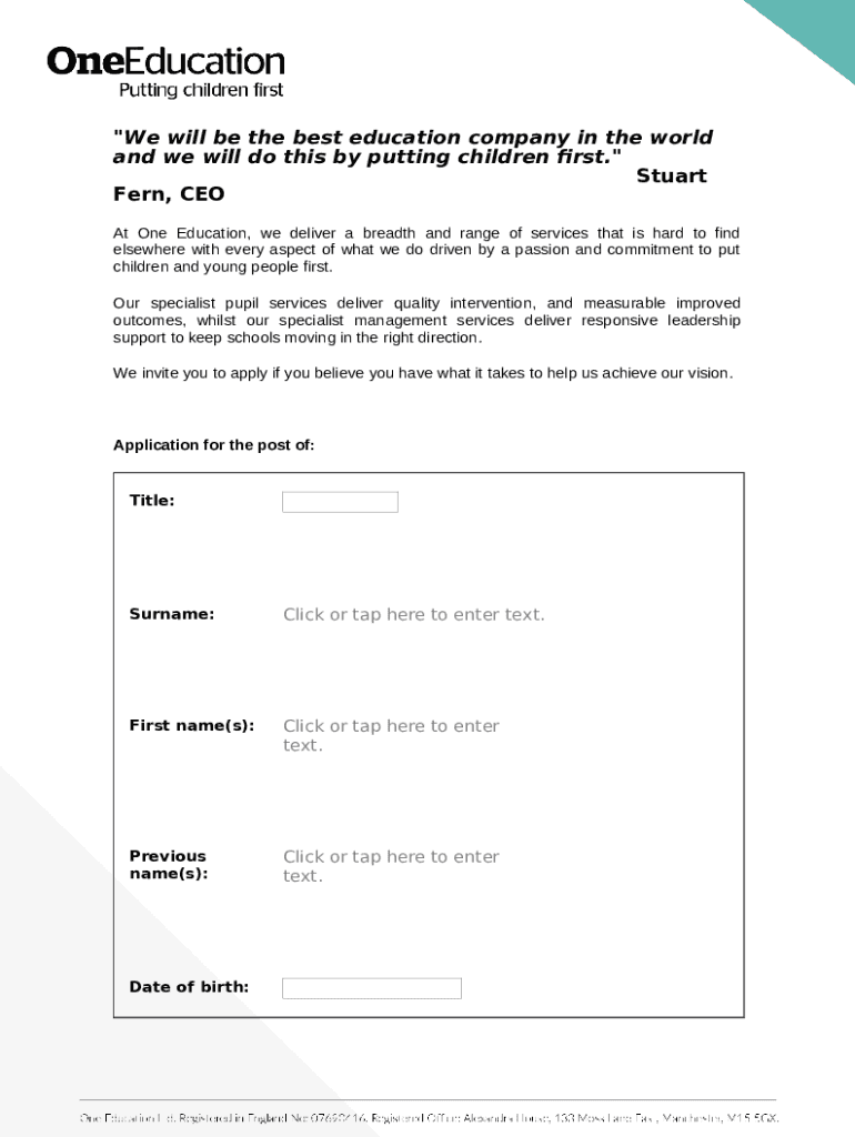 One Education Ltd Doc Template | pdfFiller