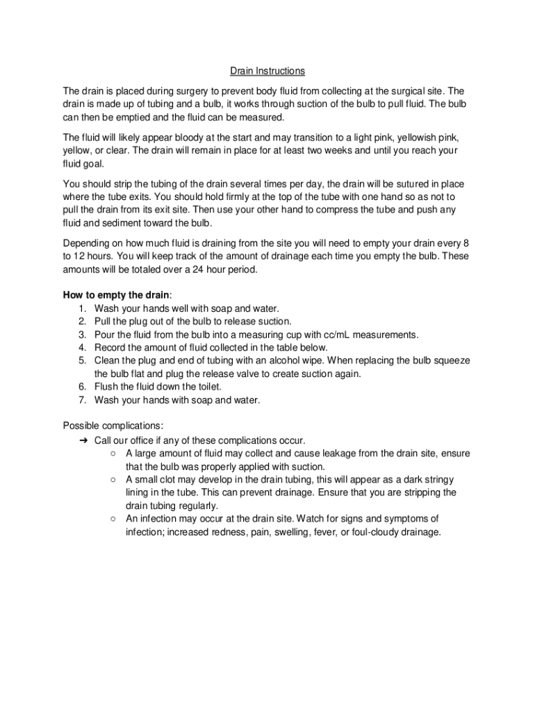 Fillable Online Jackson-Pratt (JP) Drain: What It Is, Care & Removal ...