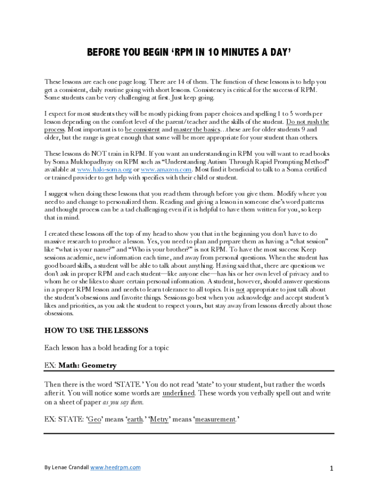 Fillable Online These lessons are each one page long Fax Email Print - pdfFiller