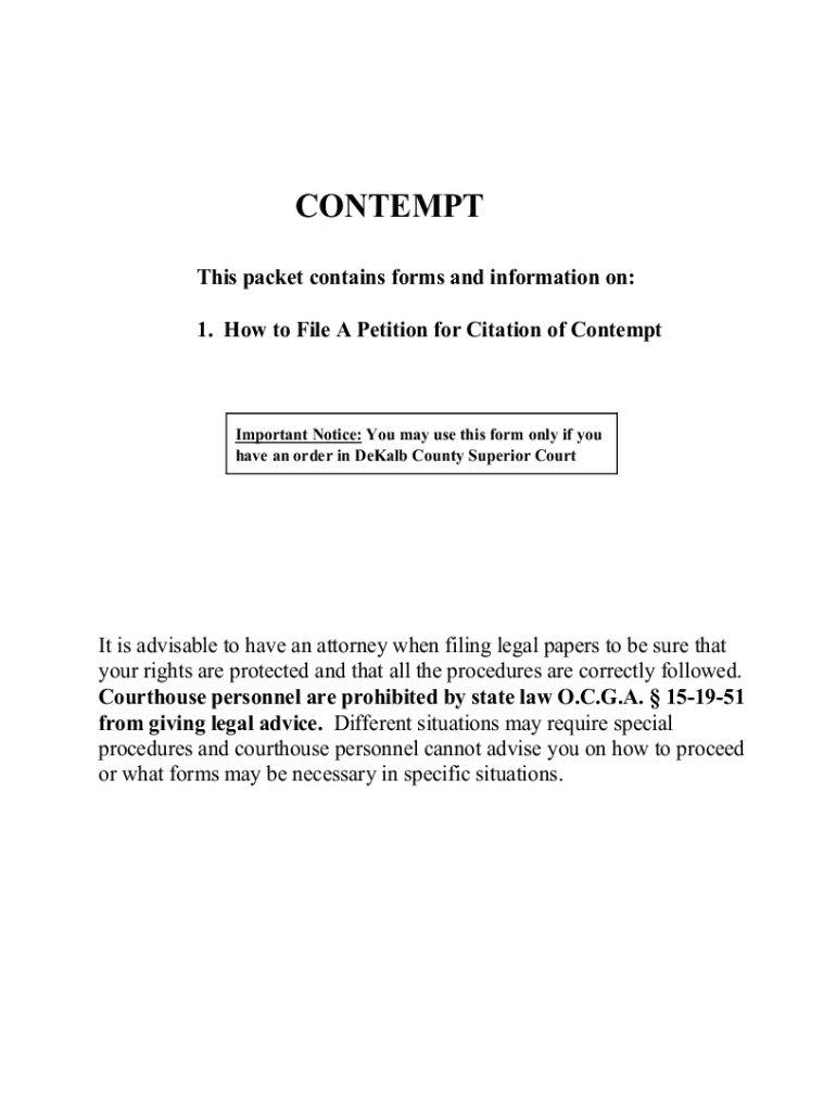 Fillable Online petition to cite for contempt - pro se workshop Fax ...