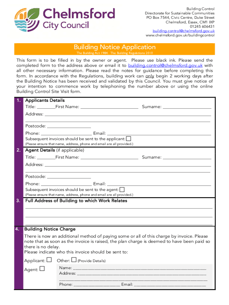 Fillable Online Building Notice Application.doc Fax Email Print - pdfFiller