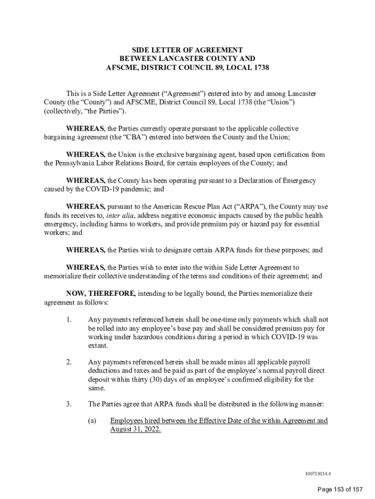 Fillable Online Lancaster-County-AFSCME-side-letter-of-agreement ...