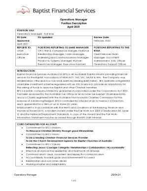 Fillable Online Operations Manager Job Description +2024 TEMPLATE Fax ...