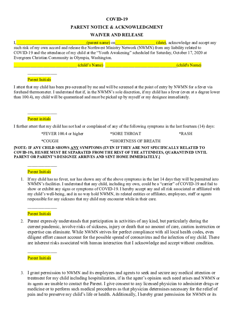 Fillable Online Acknowledgement, Waiver and Consent Form Fax Email ...