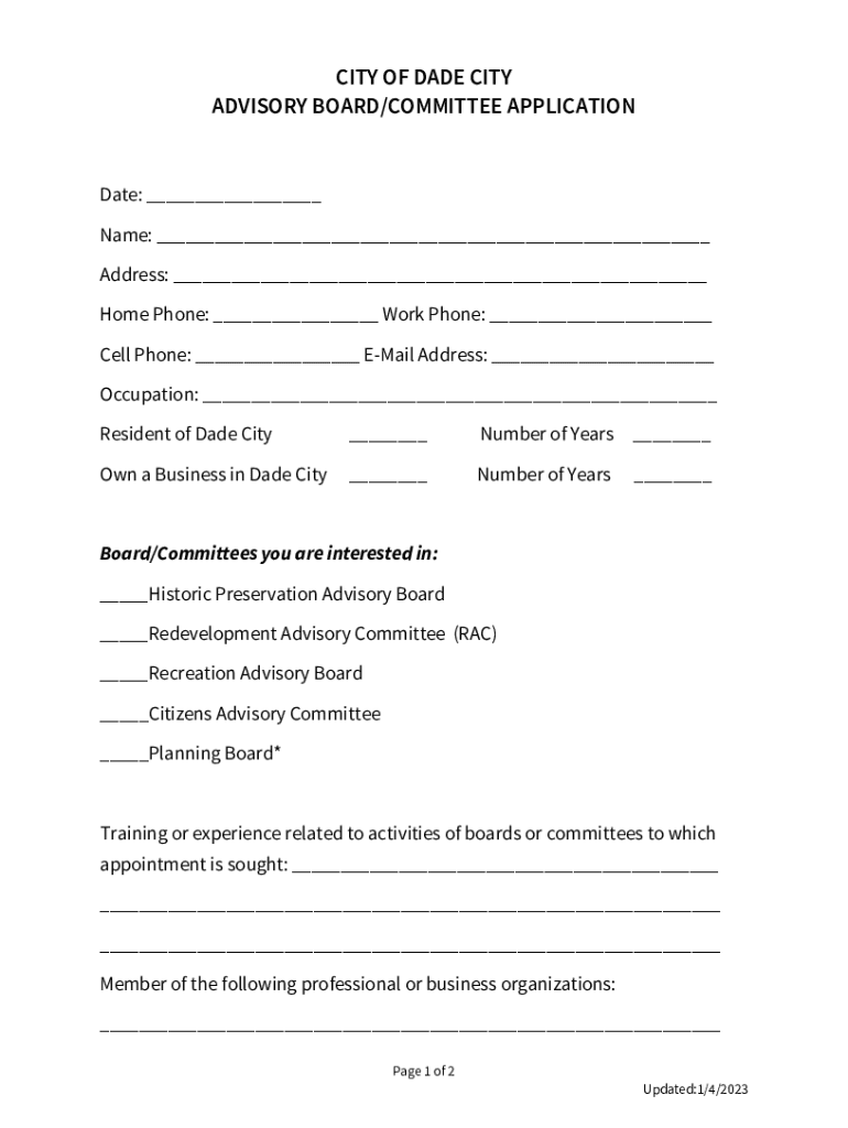 Fillable Online TOWN OF LADY LAKE BOARDS/COMMITTEES APPLICATION Fax Email Print - pdfFiller