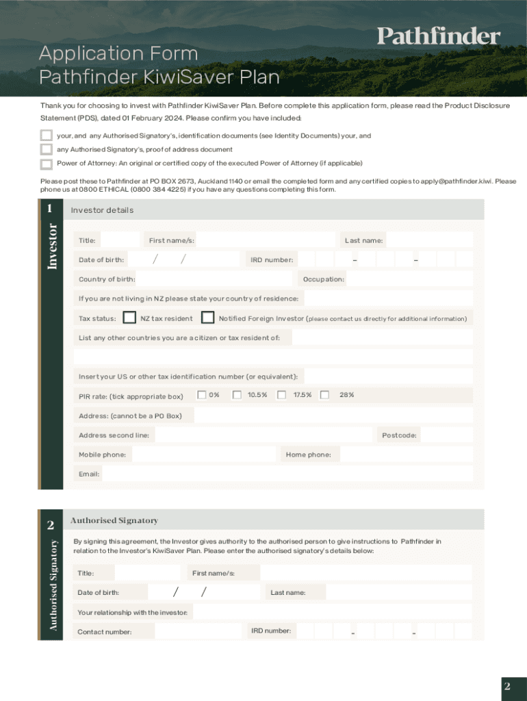 Fillable Online Pathfinder Investment Funds - Product Disclosure ...