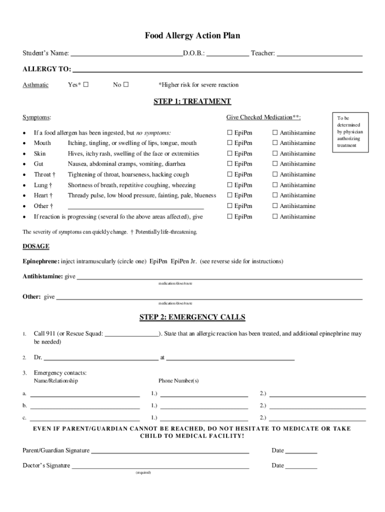 Fillable Online 5305-a food allergy plan Fax Email Print - pdfFiller
