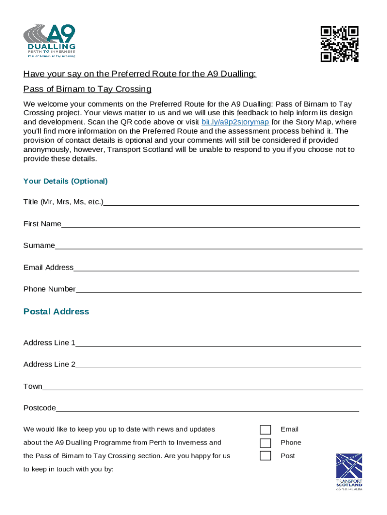 Have Your Say On The Preferred Route For The A9 Dualling Doc Template ...
