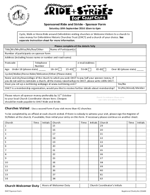 Fillable Online ohct org SPONSORED RIDE & STRIDE (BICYCLE RIDE, HORSE ...